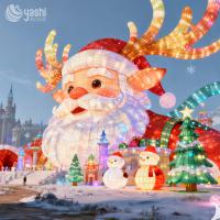 China Giant Santa Claus Silk Lantern Scene Set, Outdoor LED Christmas Light Sculpture with Snowman & Xmas Tree for Light Festival for sale