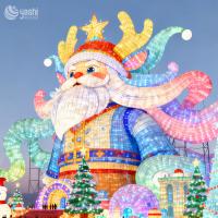 China Giant Santa Claus Festival Lantern, Waterproof LED Silk Santa Light Sculpture, Outdoor Christmas Light Decoration for Light Festival, Park & Shopping Mall for sale