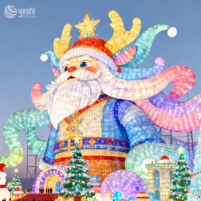 China Giant Santa Claus Festival Lantern, Waterproof LED Silk Santa Light Sculpture, Outdoor Christmas Light Decoration for Light Festival, Park & Shopping Mall for sale