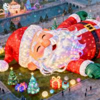 China Giant Santa Claus Silk Lantern Scene Set, Outdoor LED Christmas Light Sculpture with Snowman & Xmas Tree for Light Festival for sale
