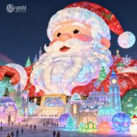 China Handmade Santa Claus silk lanterns, with customizable sizes and colors. for sale
