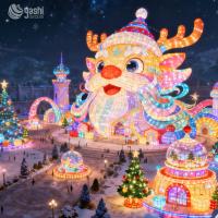 China Handmade Santa Claus silk lanterns, with customizable sizes and colors. for sale