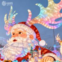 China Giant Round Santa Claus Silk Festival Lantern, Waterproof Outdoor LED Santa Light Sculpture for Christmas Light Festival, Shopping Mall & Park for sale