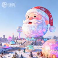 China Giant Round Santa Claus Silk Festival Lantern, Waterproof Outdoor LED Santa Light Sculpture for Christmas Light Festival, Shopping Mall & Park for sale