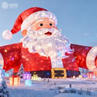 China Giant Round Santa Claus Silk Festival Lantern, Waterproof Outdoor LED Santa Light Sculpture for Christmas Light Festival, Shopping Mall & Park for sale