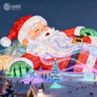 China Giant Round Santa Claus Silk Festival Lantern, Waterproof Outdoor LED Santa Light Sculpture for Christmas Light Festival, Shopping Mall & Park for sale