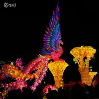 China Custom Giant Phoenix Zigong Lantern, Colorful Spread Wings Phoenix Silk Light Sculpture, Waterproof Outdoor Festival Light Display for Lantern Show for sale