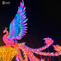 China Custom Giant Phoenix Zigong Lantern, Colorful Spread Wings Phoenix Silk Light Sculpture, Waterproof Outdoor Festival Light Display for Lantern Show for sale
