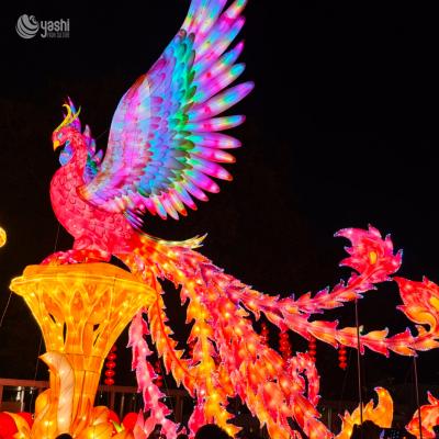 China Custom Giant Phoenix Zigong Lantern, Colorful Spread Wings Phoenix Silk Light Sculpture, Waterproof Outdoor Festival Light Display for Lantern Show for sale