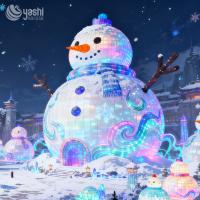 China Custom Giant Snowman Silk Lantern Group, Outdoor Waterproof LED Snowman Light Sculpture for Christmas Light Festival for sale