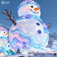 China Custom Giant Snowman Silk Lantern Group, Outdoor Waterproof LED Snowman Light Sculpture for Christmas Light Festival for sale