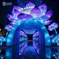 China Blue Lotus Landscape Lantern Tunnel - Custom Outdoor LED Lighting with Metal Arch Structure for Night Tours for sale
