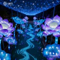China Blue Lotus Landscape Lantern Tunnel - Custom Outdoor LED Lighting with Metal Arch Structure for Night Tours for sale