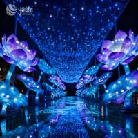 China Blue Lotus Landscape Lantern Tunnel - Custom Outdoor LED Lighting with Metal Arch Structure for Night Tours for sale