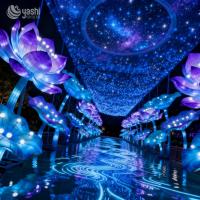 China Blue Lotus Landscape Lantern Tunnel - Custom Outdoor LED Lighting with Metal Arch Structure for Night Tours for sale