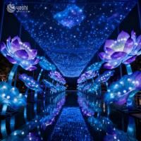 China Blue Lotus Landscape Lantern Tunnel - Custom Outdoor LED Lighting with Metal Arch Structure for Night Tours for sale