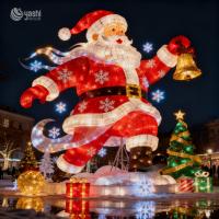 China Large Illuminated Santa Claus Light Decor Outdoor Christmas Scene Decoration Custom Holiday Atmosphere Display for sale