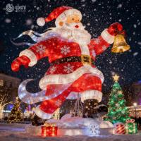 China Large Illuminated Santa Claus Light Decor Outdoor Christmas Scene Decoration Custom Holiday Atmosphere Display for sale