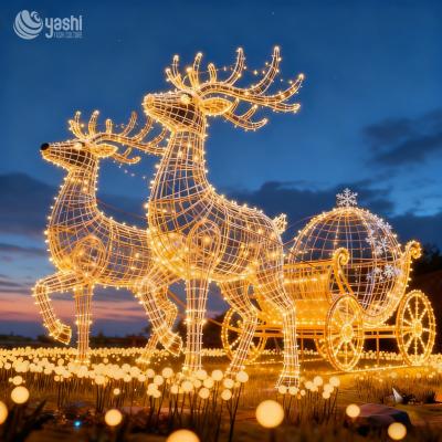 China Custom LED Reindeer & Sleigh Light Sculpture, Outdoor Waterproof Christmas Motif Light for Mall & Park Decor for sale