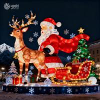 China Giant Christmas Theme Light Set Santa Claus Reindeer Sleigh Combo Outdoor Holiday Lighting for sale