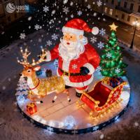 China Giant Christmas Theme Light Set Santa Claus Reindeer Sleigh Combo Outdoor Holiday Lighting for sale