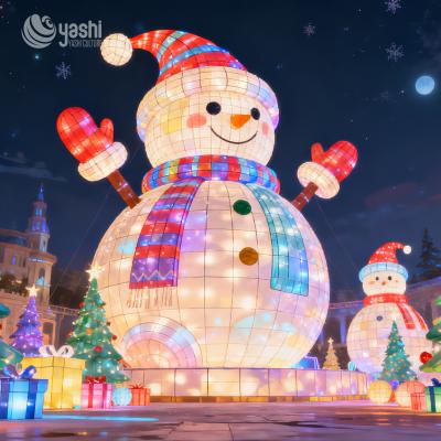 China Custom Giant Snowman LED Festival Lantern, Outdoor Waterproof Christmas Light Sculpture for Shopping Mall & Theme Park for sale