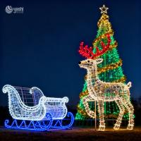 China Outdoor Christmas Reindeer Sleigh and Tree LED Light Set - Festive Holiday Decoration for sale