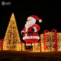 China Custom LED Wireframe Santa Claus Christmas Tree & Gift Box Light Set, Outdoor Waterproof Commercial Christmas Light Sculpture for sale