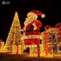 China Custom LED Wireframe Santa Claus Christmas Tree & Gift Box Light Set, Outdoor Waterproof Commercial Christmas Light Sculpture for sale