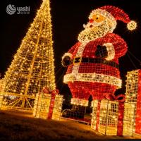 China Custom LED Wireframe Santa Claus Christmas Tree & Gift Box Light Set, Outdoor Waterproof Commercial Christmas Light Sculpture for sale