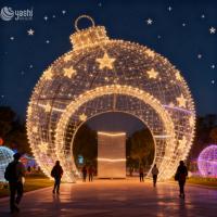 China Custom Giant Christmas Ball LED Light Arch Tunnel, Outdoor Waterproof Wireframe Motif Light for Park & Shopping Mall Decor for sale