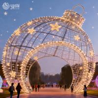 China Custom Giant Christmas Ball LED Light Arch Tunnel, Outdoor Waterproof Wireframe Motif Light for Park & Shopping Mall Decor for sale