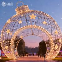 China Custom Giant Christmas Ball LED Light Arch Tunnel, Outdoor Waterproof Wireframe Motif Light for Park & Shopping Mall Decor for sale