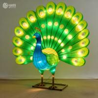China Custom Large Open‑Tail Peacock Lantern, Vivid Bird Animal LED Light Sculpture for Park Plaza Holiday Light Festival for sale