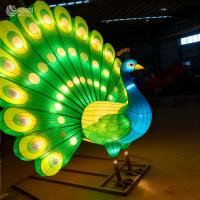 China Custom Large Open‑Tail Peacock Lantern, Vivid Bird Animal LED Light Sculpture for Park Plaza Holiday Light Festival for sale