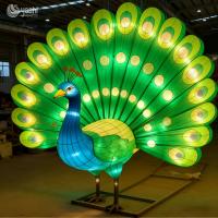 China Custom Large Open‑Tail Peacock Lantern, Vivid Bird Animal LED Light Sculpture for Park Plaza Holiday Light Festival for sale