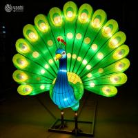 China Custom Large Open‑Tail Peacock Lantern, Vivid Bird Animal LED Light Sculpture for Park Plaza Holiday Light Festival for sale