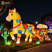 China Custom Colorful Floral Unicorn Horse Lantern, Large Cartoon Animal LED Light Sculpture for City Street Festival Display for sale