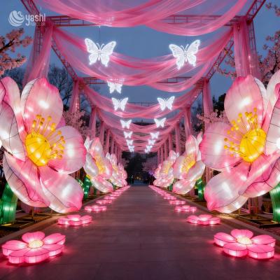 China Pink Floral Butterfly Light Arch - Large-Scale Outdoor Event Decoration for Weddings & Festivals for sale