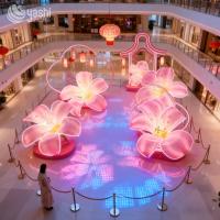 China Artificial Pink Lily LED Lantern Installation for Commercial Street Holiday Decoration for sale