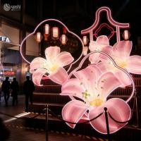 China Artificial Pink Lily LED Lantern Installation for Commercial Street Holiday Decoration for sale
