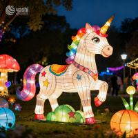 China Custom Giant Rainbow Unicorn Zigong Lantern, LED Mythical Creature Light Sculpture for Outdoor Theme Park Night Festival for sale