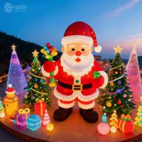 China Giant Santa Claus Christmas-themed Lantern, Outdoor Holiday Display 3D Santa Claus Decoration for Festive Scenery for sale
