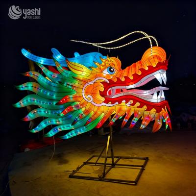 China Custom Giant Chinese Dragon Head Zigong Lantern, Traditional LED Dragon Light Sculpture for Outdoor Lunar Festival Display for sale