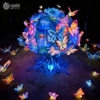 China Custom Fantasy Mushroom Tree Lantern With Colorful Butterflies, Large LED Light Sculpture for Theme Park & Night Festival for sale