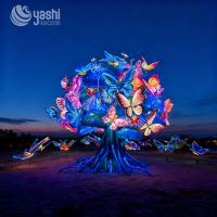 China Custom Fantasy Mushroom Tree Lantern With Colorful Butterflies, Large LED Light Sculpture for Theme Park & Night Festival for sale