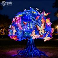 China Custom Fantasy Mushroom Tree Lantern With Colorful Butterflies, Large LED Light Sculpture for Theme Park & Night Festival for sale