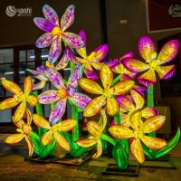 China Custom Orchid Flower Lantern Group, Large LED Colorful Orchid Light Sculptures for Outdoor Festival Decor for sale