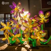 China Custom Orchid Flower Lantern Group, Large LED Colorful Orchid Light Sculptures for Outdoor Festival Decor for sale