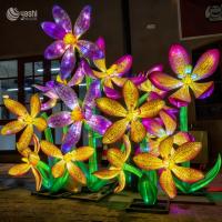 China Custom Orchid Flower Lantern Group, Large LED Colorful Orchid Light Sculptures for Outdoor Festival Decor for sale